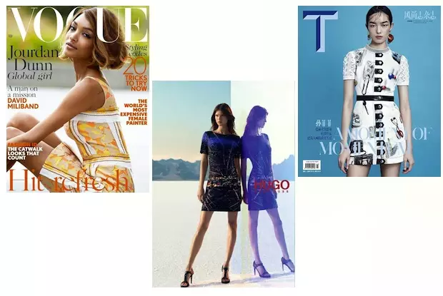 Jourdan Dunn trên tạp chí Vogue Anh; Kasia Struss qua Hugo Boss; Fei Fei Sun thông qua T do công ty quản lý người mẫu của họ