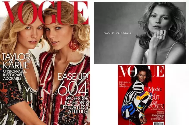 Kārlija Klosa un Teilore Svifta caur Vogue, Keita Mosa caur Deividu Jurmenu, Lija Kebede caur Vogue Paris