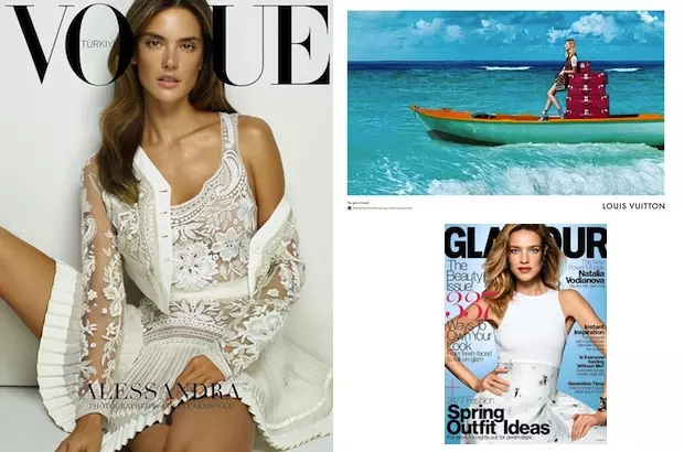Alessandra Ambrosio vía Vogue Turquía; Julia Nobis vía Louis Vuitton; Natalia Vodianova a través de Glamour cortesía das súas axencias de modelos