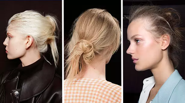 wiosna 2015 trendy włosów niechlujne bułki sportmax phillip lim bottega veneta