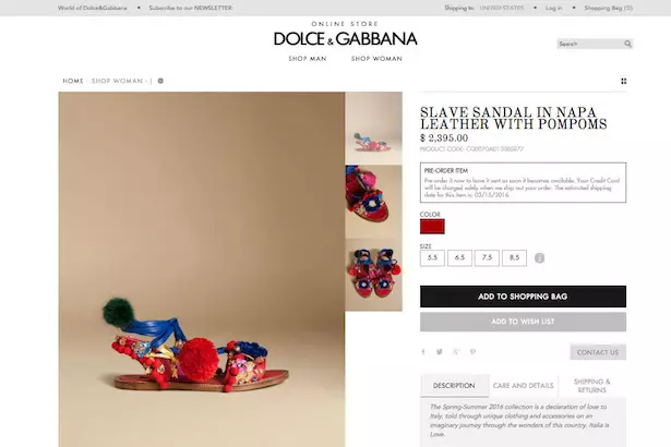 Dolce & Gabbana anomena la nova sabata una "sandàlia esclava"