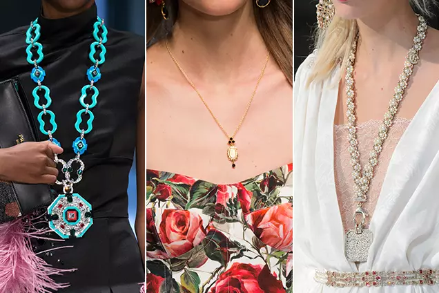 Collarets de penjolls a Prada, Dolce i Gabbana i Chanel Primavera 2017.