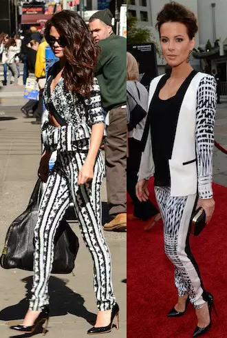 Mahita indroa: Selena Gomez sy Kate Beckinsale dia mpanao pirinty mahafatifaty sy olo-malaza mifanentana kokoa