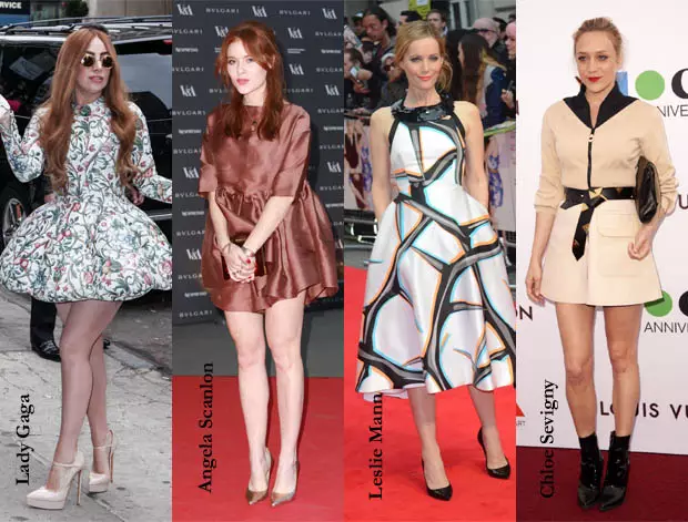 Lady Gaga, Angela Scanlon, Leslie Mann ve Chloe Sevigny, baharlık şık elbiseler giyiyor.