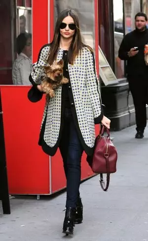 米兰达·可儿 2012 年 3 月在纽约遛狗