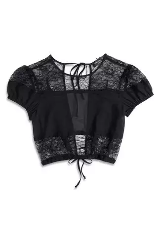 Love, Courtney Black Lace Crop felső, 78 dollár