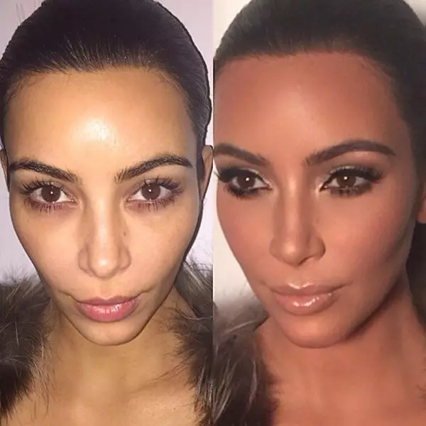 Kim Kardashian makiyaj anvan ak apre