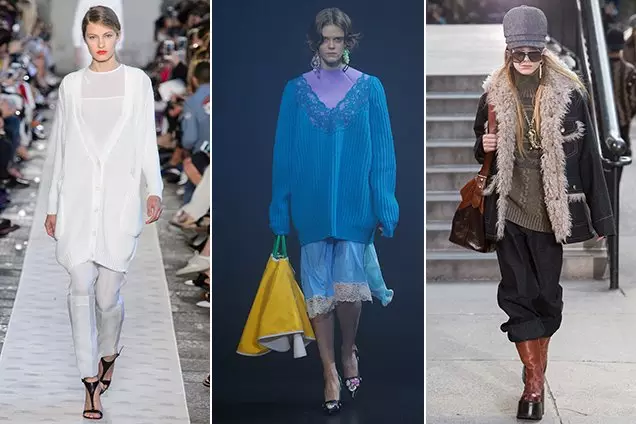 เสื้อกันหนาวขนาดใหญ่บนรันเวย์ Max Mara ฤดูใบไม้ผลิ 2018, Balenciaga ฤดูใบไม้ผลิ 2018, Marc Jacobs ฤดูใบไม้ร่วง 2017