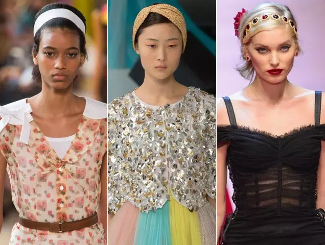 Saç bantları da İlkbahar 2018 gösterilerinde popüler oldu. Miu Miu İlkbahar 2018, Delpozo İlkbahar 2018, Dolce & Gabbana İlkbahar 2018