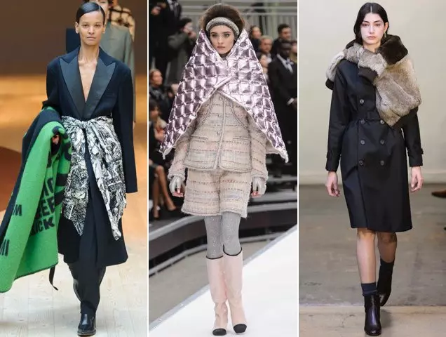 Blanket scarves sa mga runway ng Fall 2017. Celine Fall 2017, Chanel Fall 2017, A.P.C. Taglagas 2017