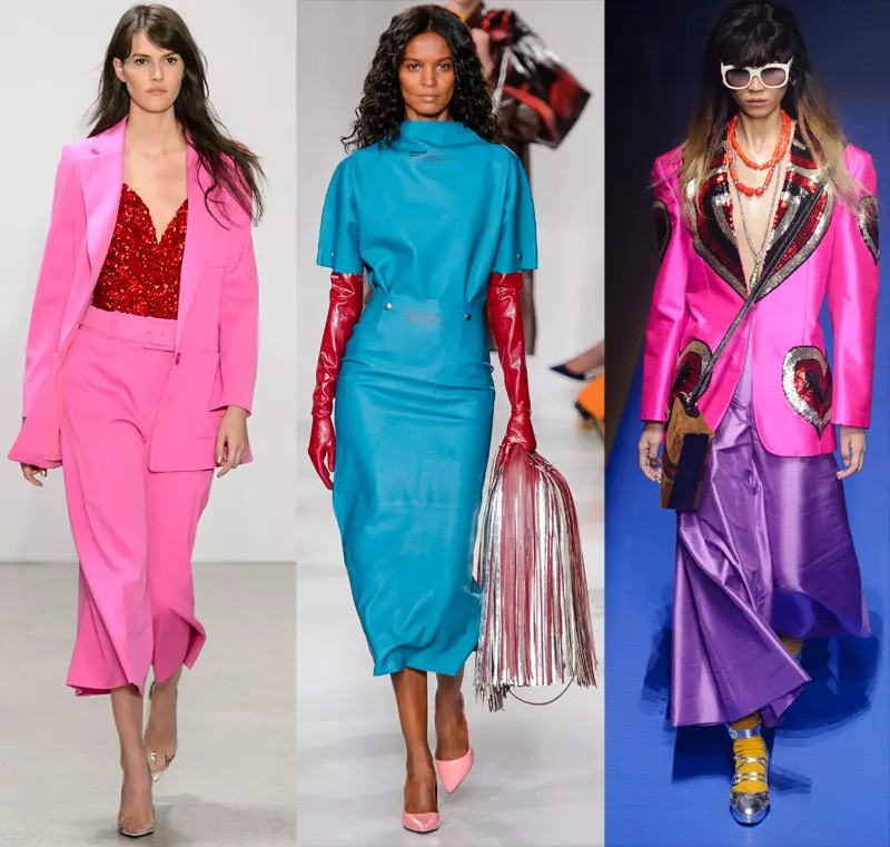 Oscar de la Renta၊ Calvin Klein၊ Gucci ရှိ နွေဦး 2018 ပြေးလမ်းများတွင် ရဲရင့်သောအရောင် ပေါင်းစပ်မှုများ
