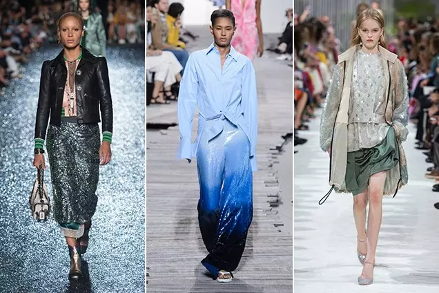 Sequins ar rúidbhealaí Earrach 2018 ag Coach 1941 Earrach 2018, Michael Kors Spring 2018, Valentino Spring 2018