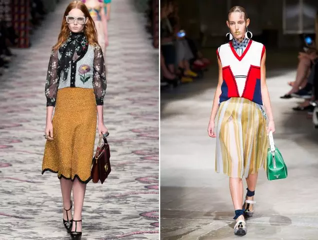 სვიტერი ჟილეტები Gucci-ის 2016 წლის გაზაფხულისა და Prada-ს 2016 წლის გაზაფხულის დროს.