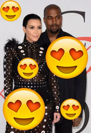 Kim & Kanye: Stori Cariad Ffasiwn fel y'i Adroddwyd Trwy Emoji