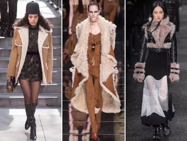 Marc Jacobs, Balmain සහ Alexander McQueen's shearling jackets and coats for Fall 2017.