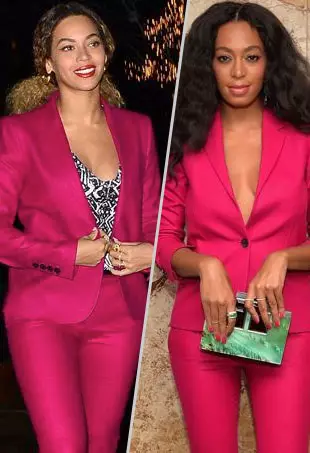 Stil Gösterisi: Beyoncé ve Solange, Fuşya Gucci Takım Elbise Giyiyor