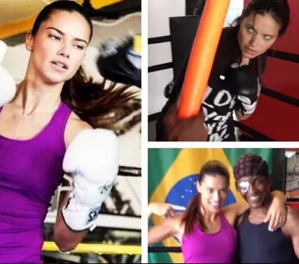 Adriana Lima akipiga ngumi kwenye gym ya Michael Olajide