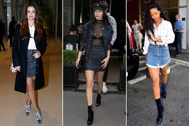 Celebs li ser trend skirts denim digirin