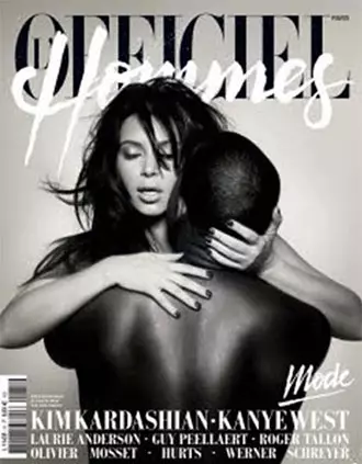 Haluaisitko nähdä Kim Kardashianin ja Kanye Westin tekevän vauvoja L'Officiel Hommesin kannessa? 278935_1