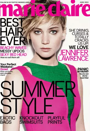 Jennifer Lawrence apima Marie Claire 2014 m. birželio mėnesio numerį