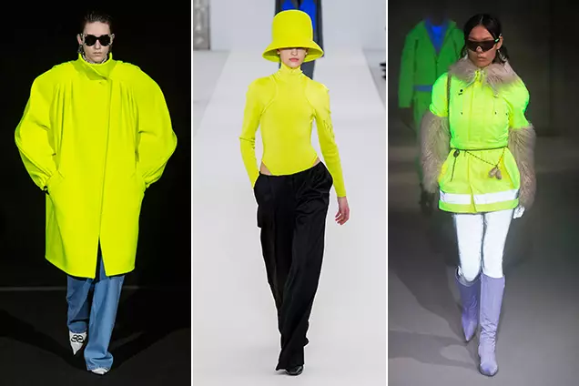 Vipande vya chartreuse vinavyong'aa zaidi vilijitokeza katika mikusanyiko ya Balenciaga, Nina Ricci na Marine Serre's Fall 2019.