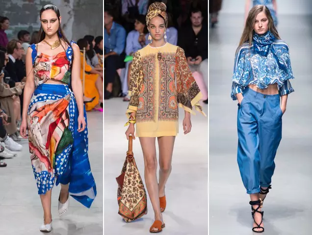 丝质围巾印花单品在 2019 年春季时装秀上占据主导地位。