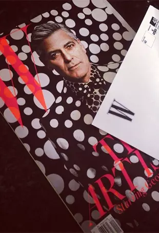 Алдын ала көрүү: Джордж Клуни W's Art Issues үчүн Кусама Полка чекит менен дарылоону (же ошондой көрүнөт) алат