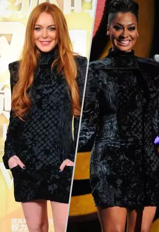 Stil Hesaplaşması: Lindsay Lohan, La La Anthony'nin Balmain Sonbahar Öncesi 2012 Dolgulu Omuz Elbisesini ve Daha Fazla Eşleşen Ünlüyü Diriltiyor