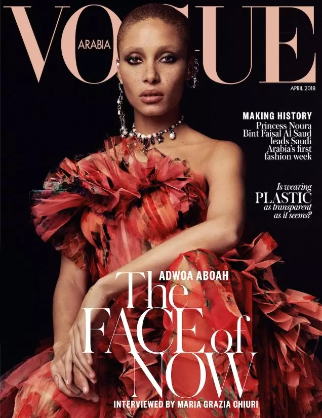 „Vogue Arabia“, 2018 m. balandis: Cass Bird „Adwoa Aboah“.