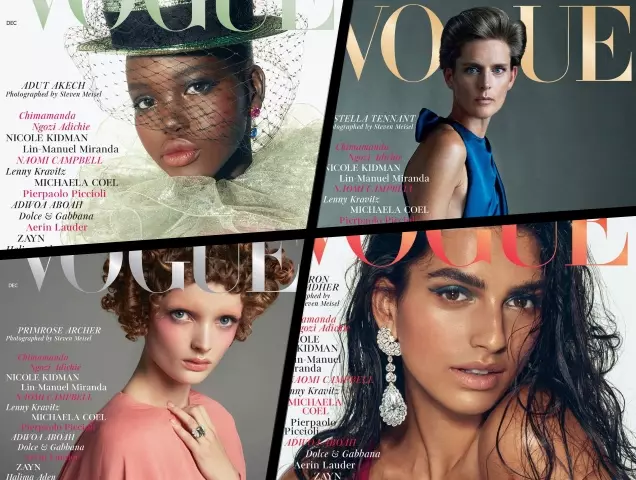 UK Vogue Desember 2018: Adut Akech, Stella Tennant, Saffron Vadher & Primrose Archer deur Steven Meisel
