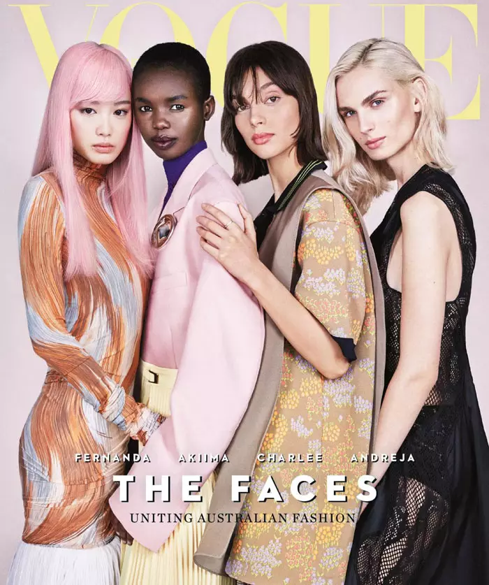 Akiima, Charlee Fraser และ Fernanda Ly, Andreja Pejic Vogue Australia เมษายน 2018