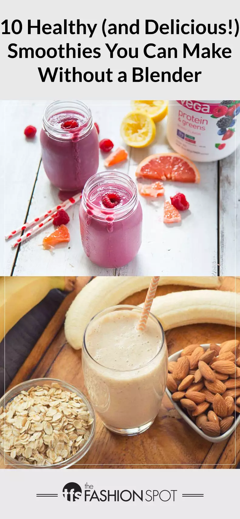 10 sunde smoothie-opskrifter, ingen blender påkrævet